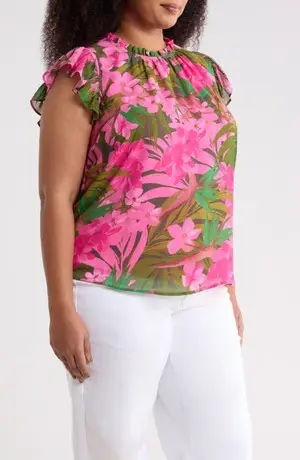 SUGARLIPS Floral Cap-sleeve Top