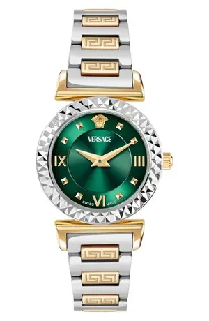 Versace Mini Vanity Bracelet Watch - Green/two Tone