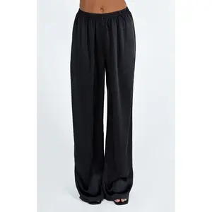 Princess Polly Nixie Wide Leg Satin Pants - Black