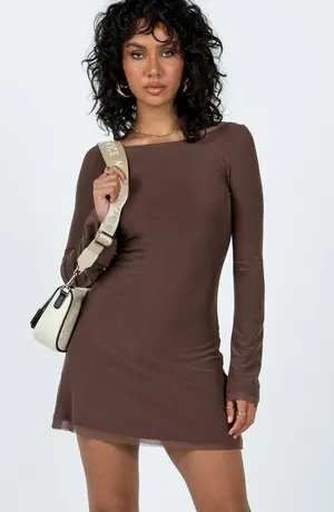 Princess Polly Lukea Long Sleeve Mesh Mini Dress