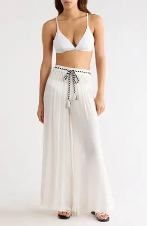 Elan Wide-leg Cover-up Pants - White