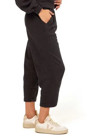 THREADS 4 THOUGHT Chantel Mineral Wash Crop Wide Leg Pants - Black
