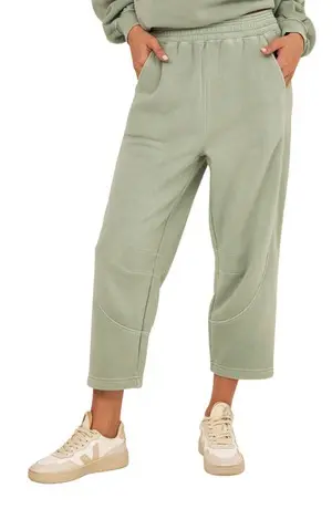 THREADS 4 THOUGHT Chantel Mineral Wash Crop Wide Leg Pants - Wasabi