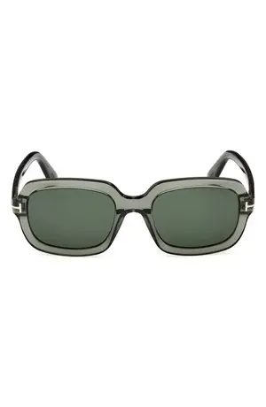 TOM FORD Lana 53mm Rectangular Sunglasses - Transparent Sage Green