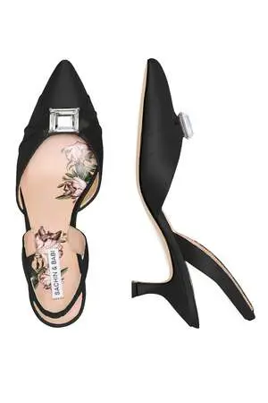 Sachin & Babi York Duchess Satin Kitten Heel - Black