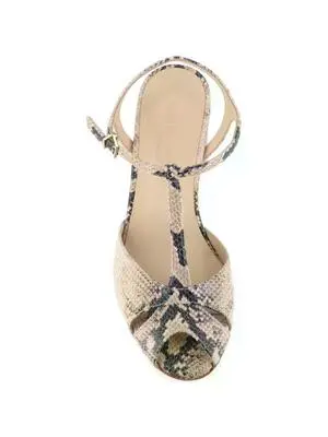 SERGIO LEVANTESI Giselle 6 Reptile-effect Sandals - Neutrals