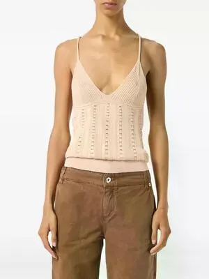 Blumarine Knitted V-neck Top - Neutrals