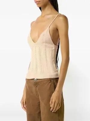 Blumarine Knitted V-neck Top - Neutrals