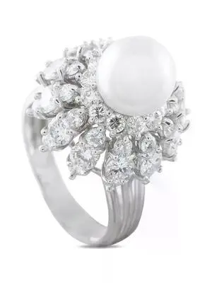 LB EXCLUSIVE Diamond And Pearl Platinum Ring - Silver