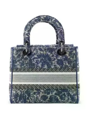Dior Lady D-lite Embroidered Canvas Medium Satchel - Blue