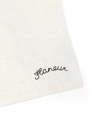 FLANEUR Drawstring Embroidered Shorts - Neutrals