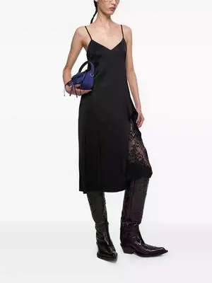Acne Studios Lace Insert V-neck Midi Dress - Black