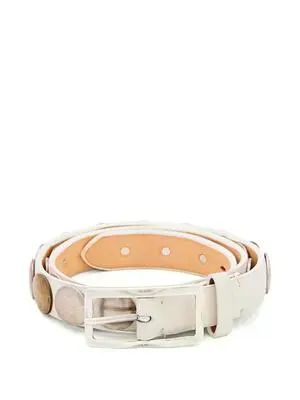 REPTILE'S HOUSE Round Studded Leather Belt - White