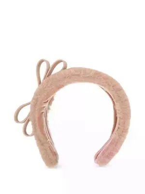Red Valentino Bow Faux Fur Headband - Neutrals