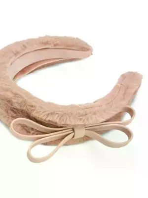 Red Valentino Bow Faux Fur Headband