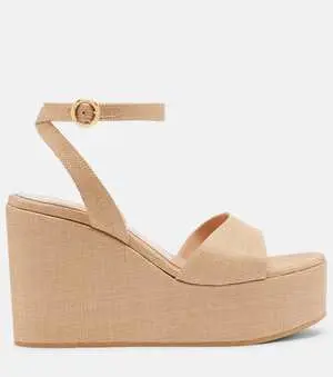 GIANVITO ROSSI Raffia Platform Wedge Sandals