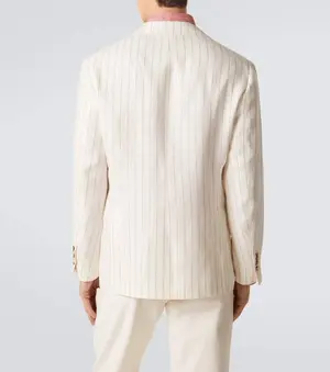 Brunello Cucinelli Chalk Stripe Linen Twill Blazer