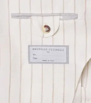Brunello Cucinelli Chalk Stripe Linen Twill Blazer