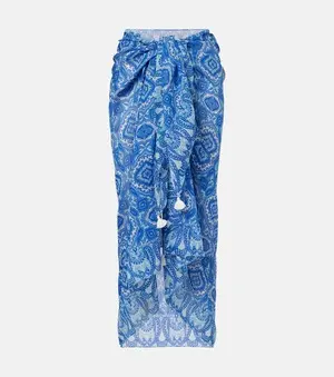 Heidi Klein Mykonos Printed Cotton And Silk Beach Cover-up - Blue