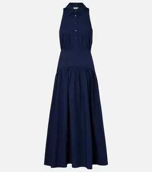 Staud Romy Cotton Midi Dress - Blue