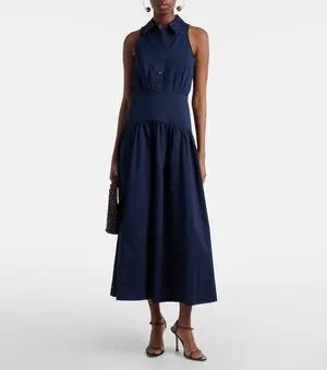 Staud Romy Cotton Midi Dress - Blue