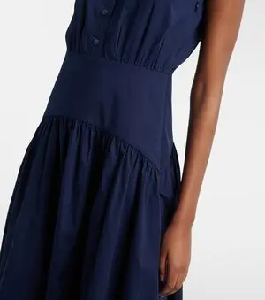 Staud Romy Cotton Midi Dress - Blue