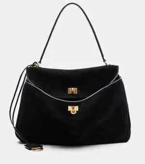Balenciaga Medium Suede Shoulder Bag - Black