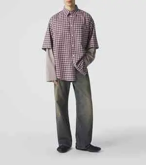 Balenciaga Layered Checked Cotton Shirt