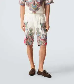 Etro Paisley Linen Bermuda Shorts