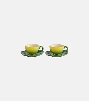 BORDALLO PINHEIRO Lemon Set Of 2 Teacups And Saucers - Yellow