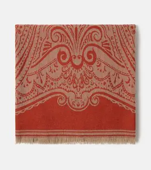 Etro Paisley Wool Jacquard Throw - Red