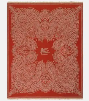 Etro Paisley Wool Jacquard Throw - Red