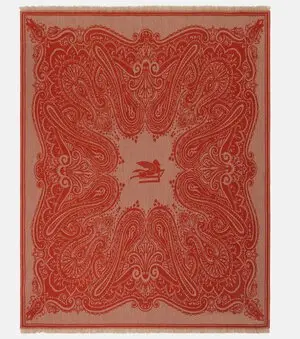 Etro Paisley Wool Jacquard Throw - Red