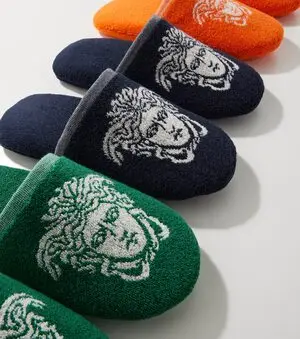 Versace Medusa Cotton Terry Slippers - Blue
