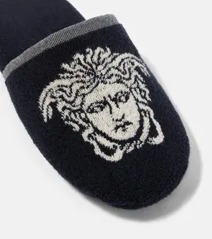 Versace Medusa Cotton Terry Slippers - Blue