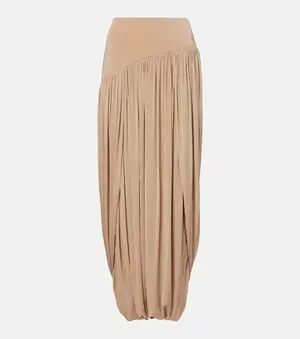 FERRAGAMO Draped Jersey Maxi Skirt - Beige