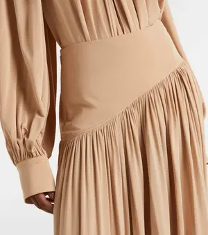 FERRAGAMO Draped Jersey Maxi Skirt - Beige