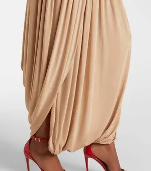 FERRAGAMO Draped Jersey Maxi Skirt - Beige