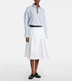 Prada Chevron Striped Oversized Cotton Shirt - Blue