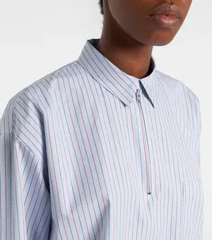 Prada Chevron Striped Oversized Cotton Shirt - Blue