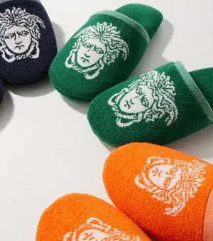 Versace Medusa Cotton Terry Slippers - Green