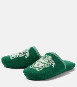 Versace Medusa Cotton Terry Slippers - Green