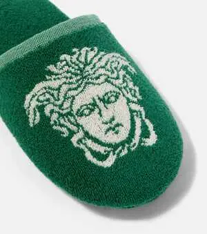 Versace Medusa Cotton Terry Slippers - Green