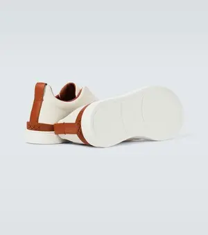 Zegna Triple Stitch Leather Sneakers - White