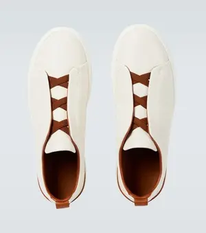 Zegna Triple Stitch Leather Sneakers - White