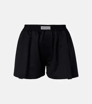 Balenciaga Logo Wool-blend Shorts - Black