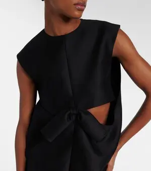 Balenciaga Cutout Crêpe Satin Midi Dress - Black