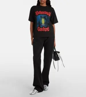 Balenciaga Printed Cotton T-shirt - Black