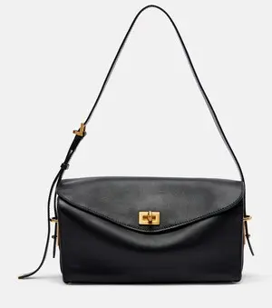 Balenciaga Le 7 Leather Shoulder Bag - Black