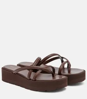 GIANVITO ROSSI Nadina Leather Platform Sandals - Brown